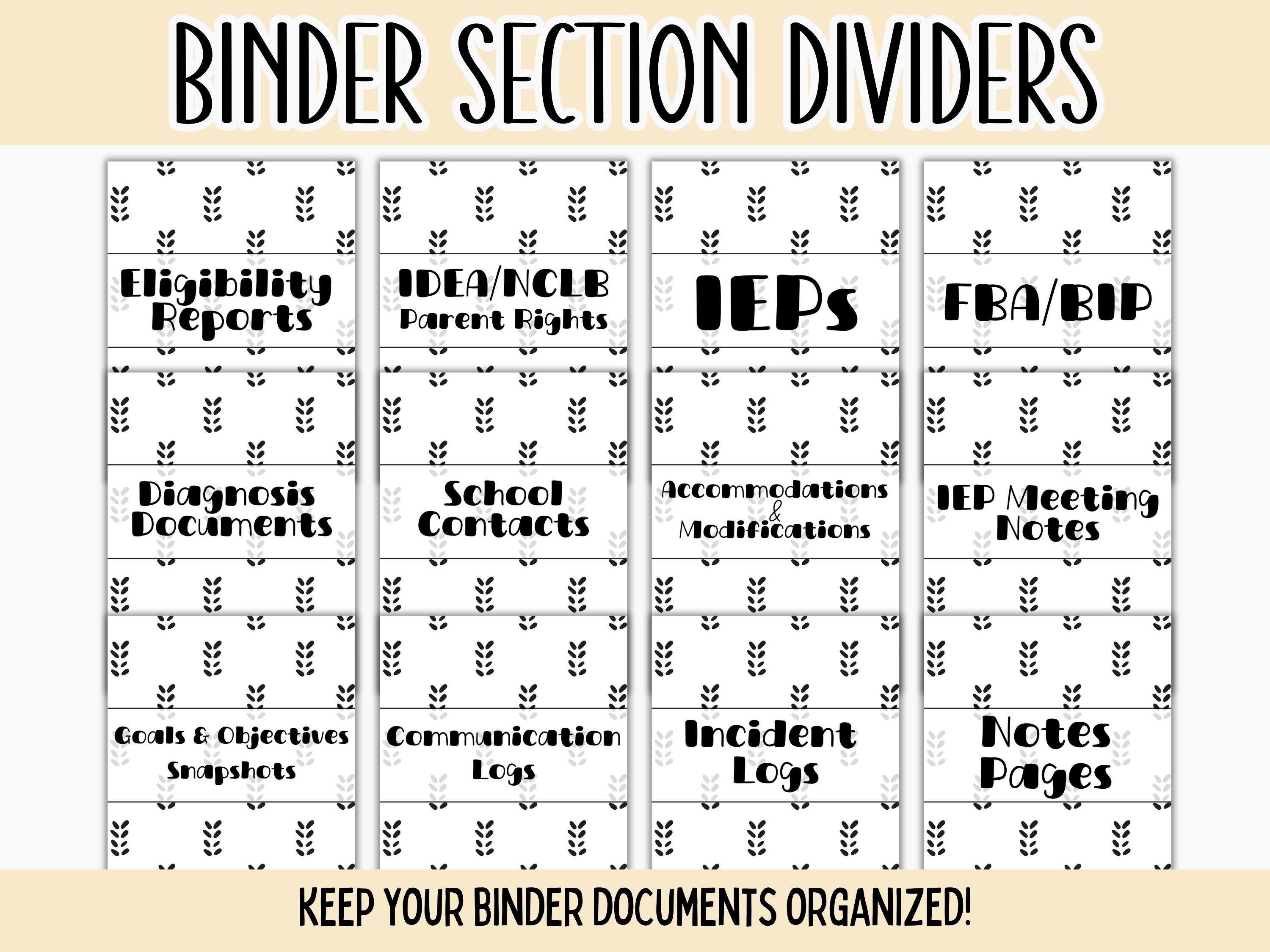 Editable Parent IEP Binder, Printable IEP Meeting Tracker, Editable ...