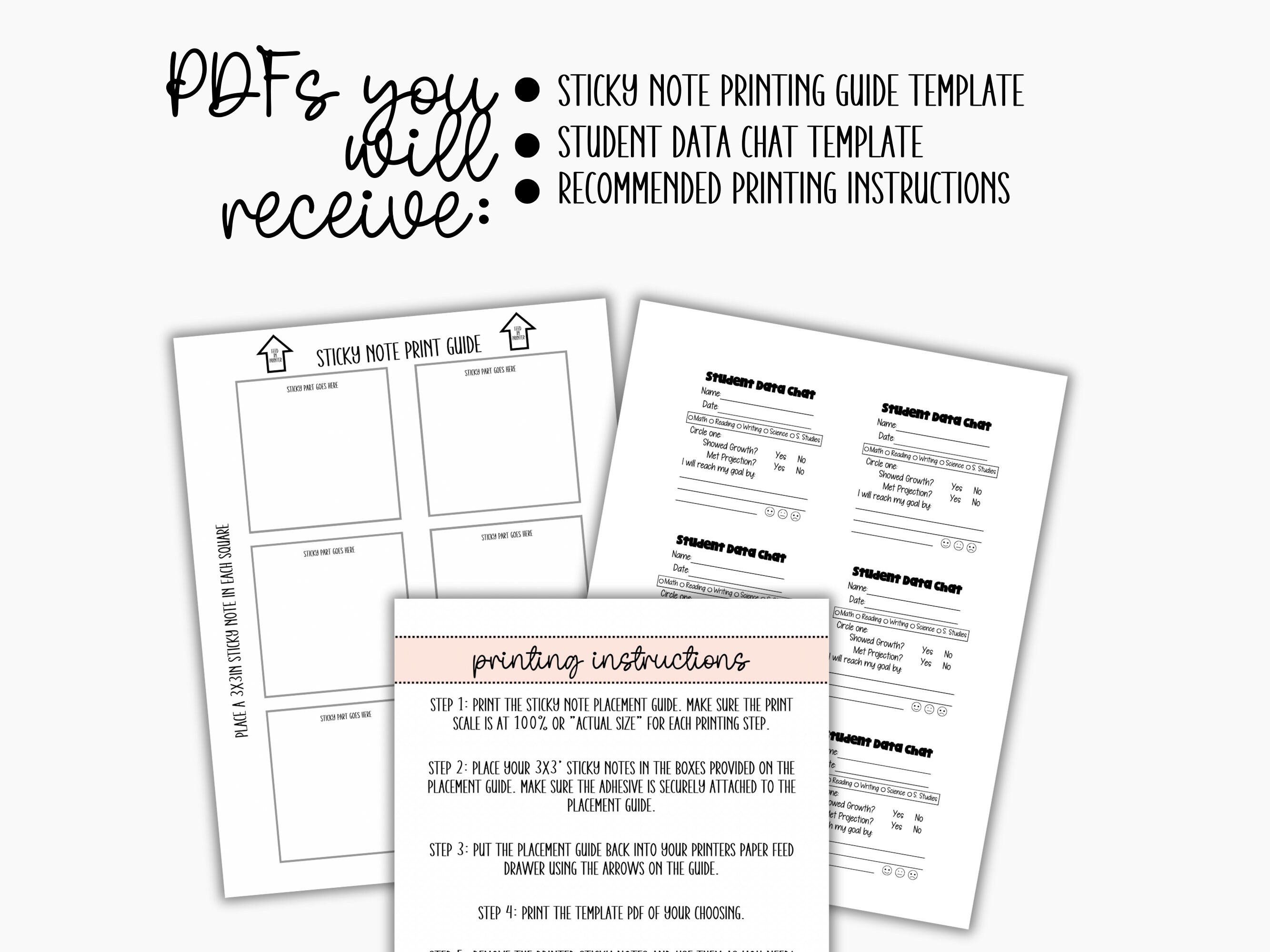 Student Data Chat Sticky Note Template, Upper Elementary Goal ...