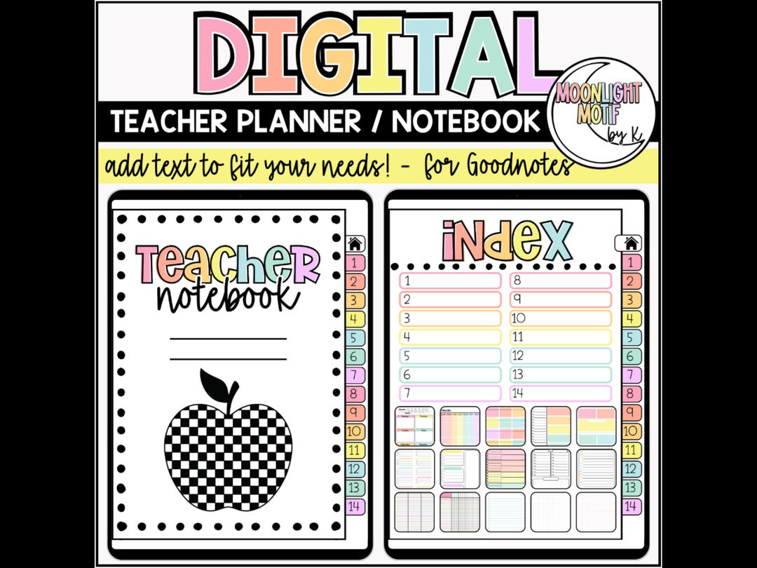 Retro Digital Teacher Planner, Digital Notebook for Teachers, Blank ...