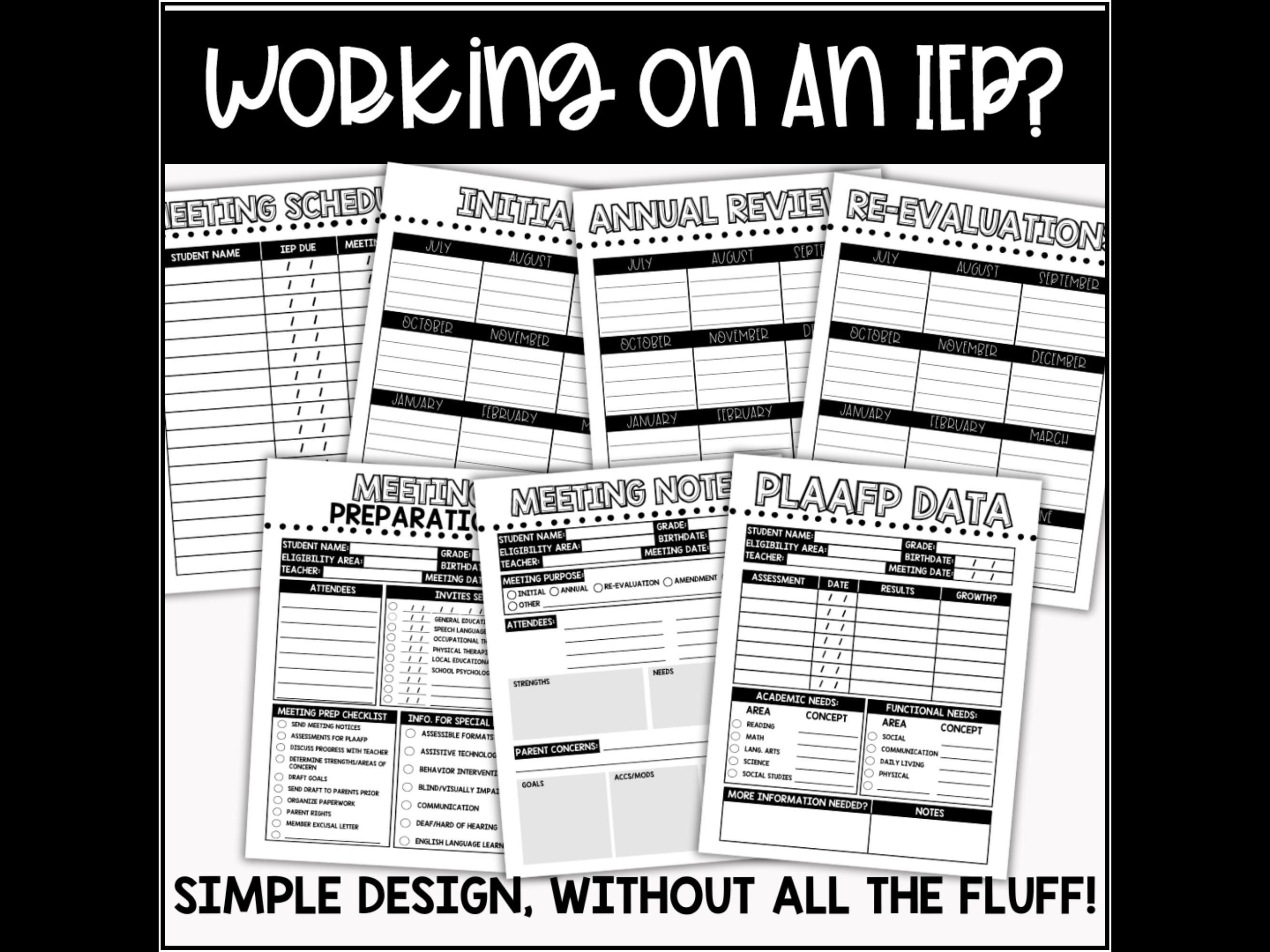 Special Education Planner, Self-contained Teacher Binder, IEP Meeting ...