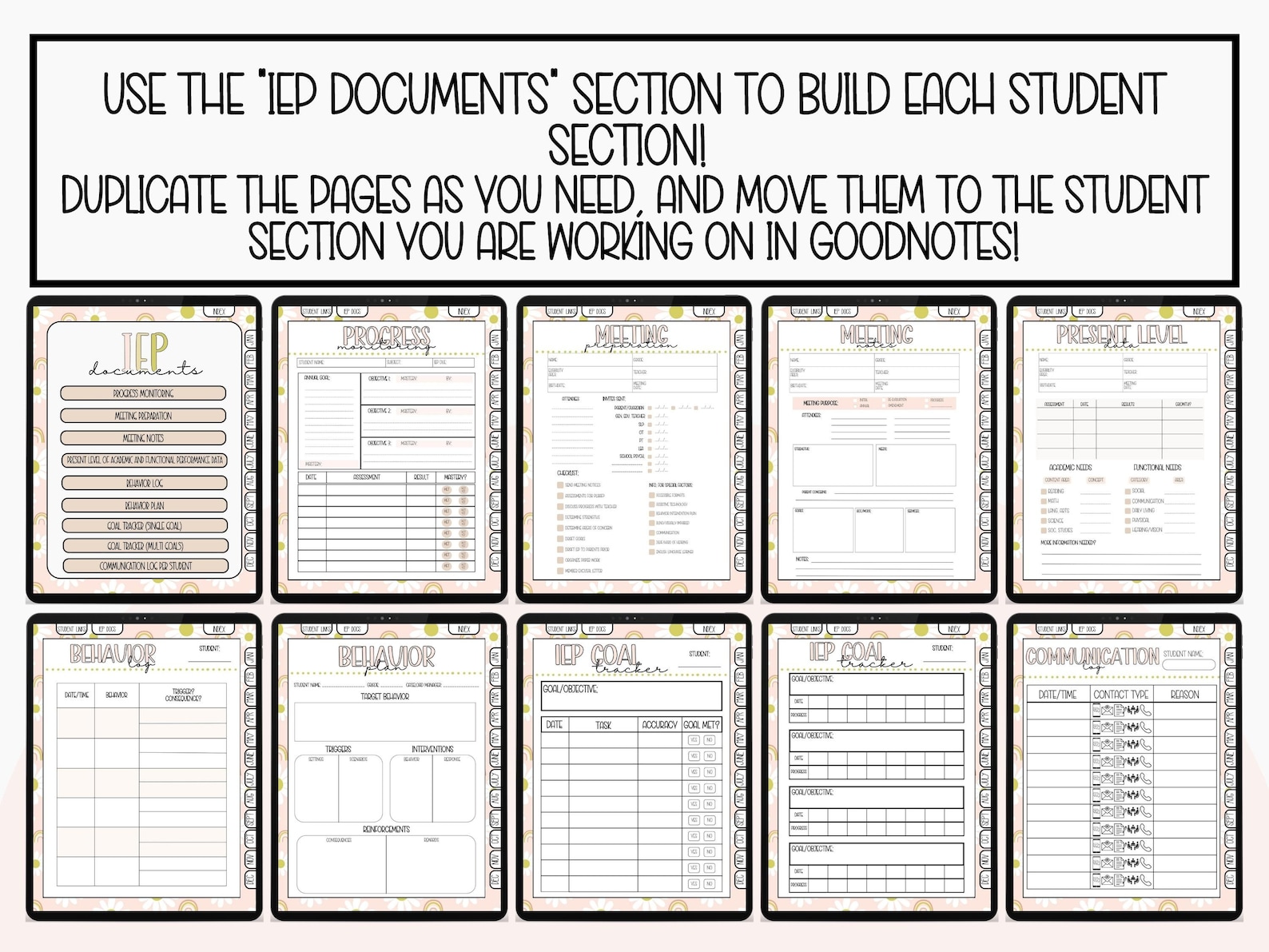 Digital SELF CONTAINED Rainbow Special Education Planner, Caseload and ...