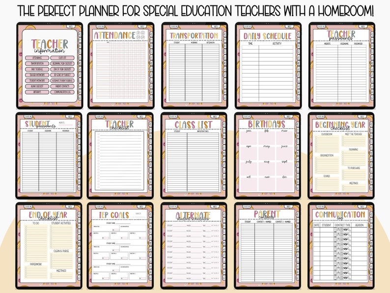 Digital SELF CONTAINED Rainbow Special Education Planner, Caseload and ...