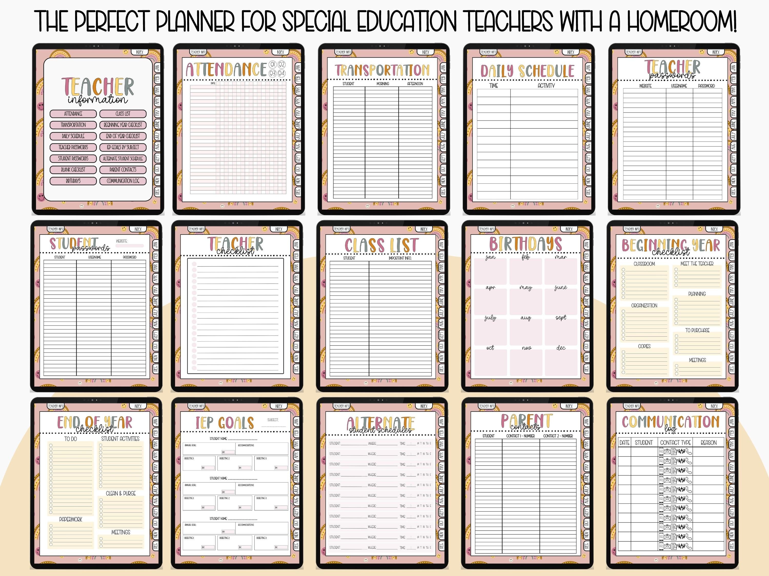 Digital SELF CONTAINED Rainbow Special Education Planner, Caseload and ...