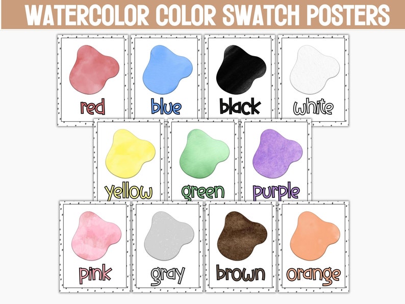 Printable Neutral Classroom Decor, Color Shapes Alphabet Numbers ...