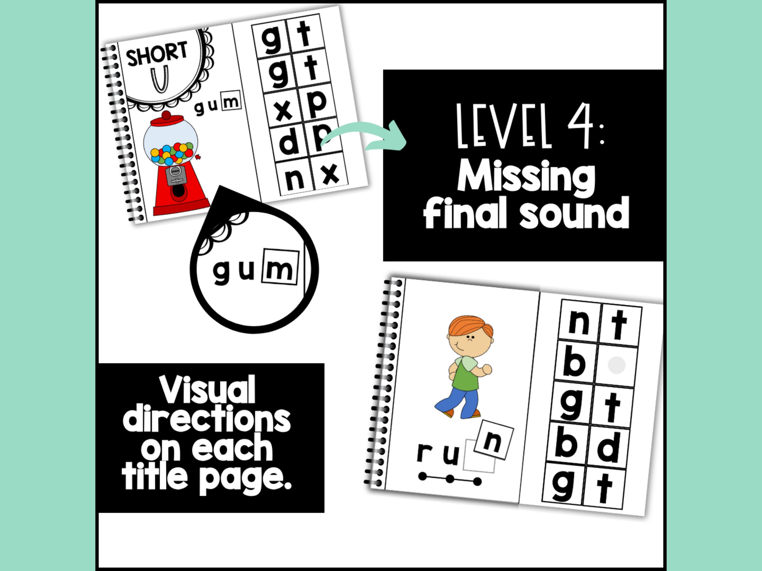 Short U Adapted Books CVC Adapted Books Special Education - Etsy