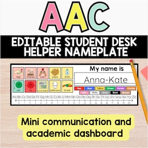 AAC Student Helper Desk Nameplate, Communication Board, Autism ...