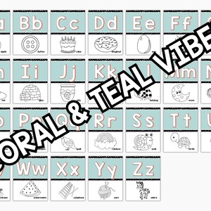 Printable Classroom Decor, Retro Alphabet Posters, Simple Examples ...