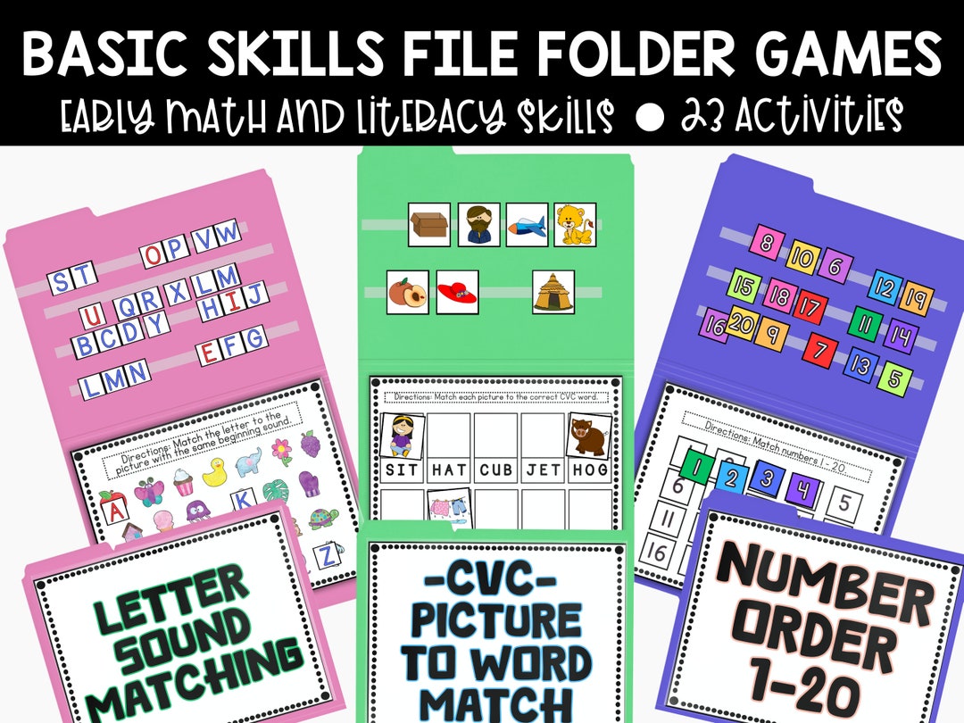 Basic Skills File Folder Games, Printable Kindergarten File Folder ...