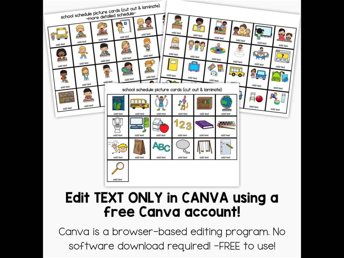 Editable Portable Visual Schedule, Lanyard Visual Schedule, Special ...