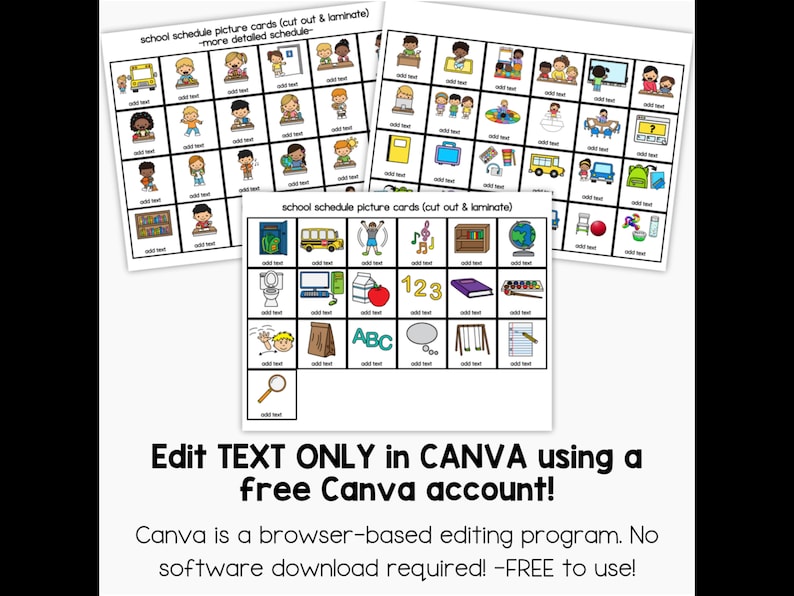 Editable Portable Visual Schedule, Lanyard Visual Schedule, Special ...