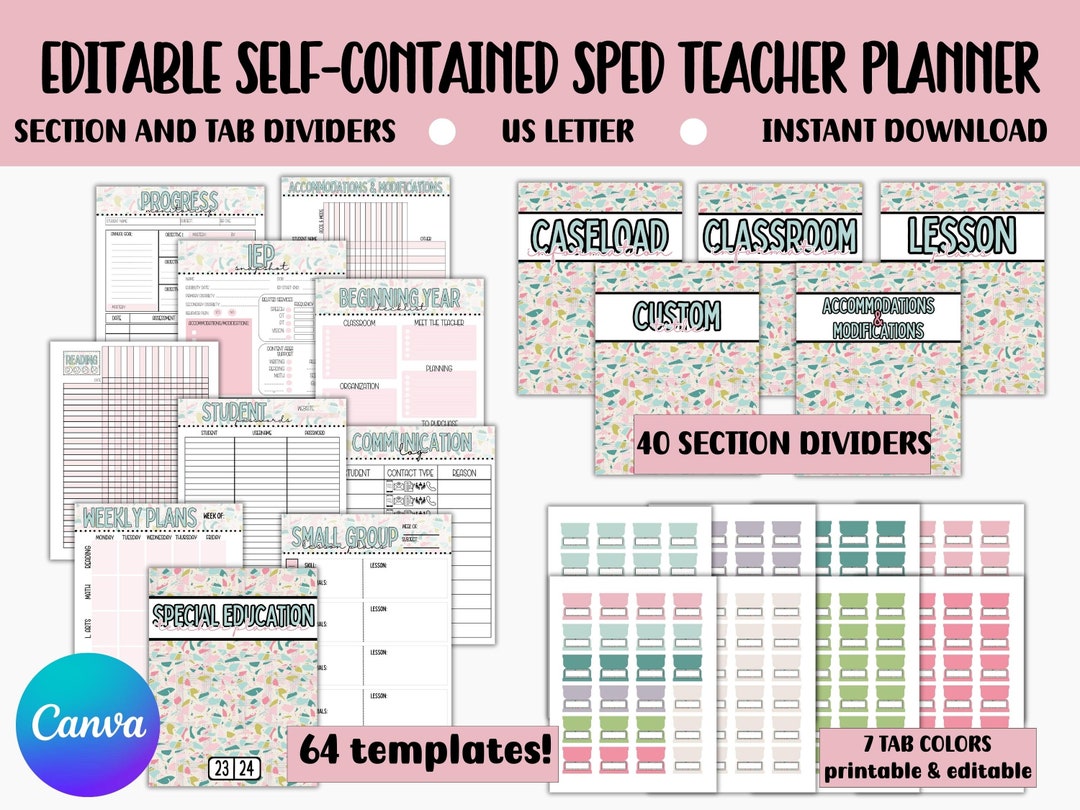 Editable Self Contained Special Education Planner Terrazzo - Etsy