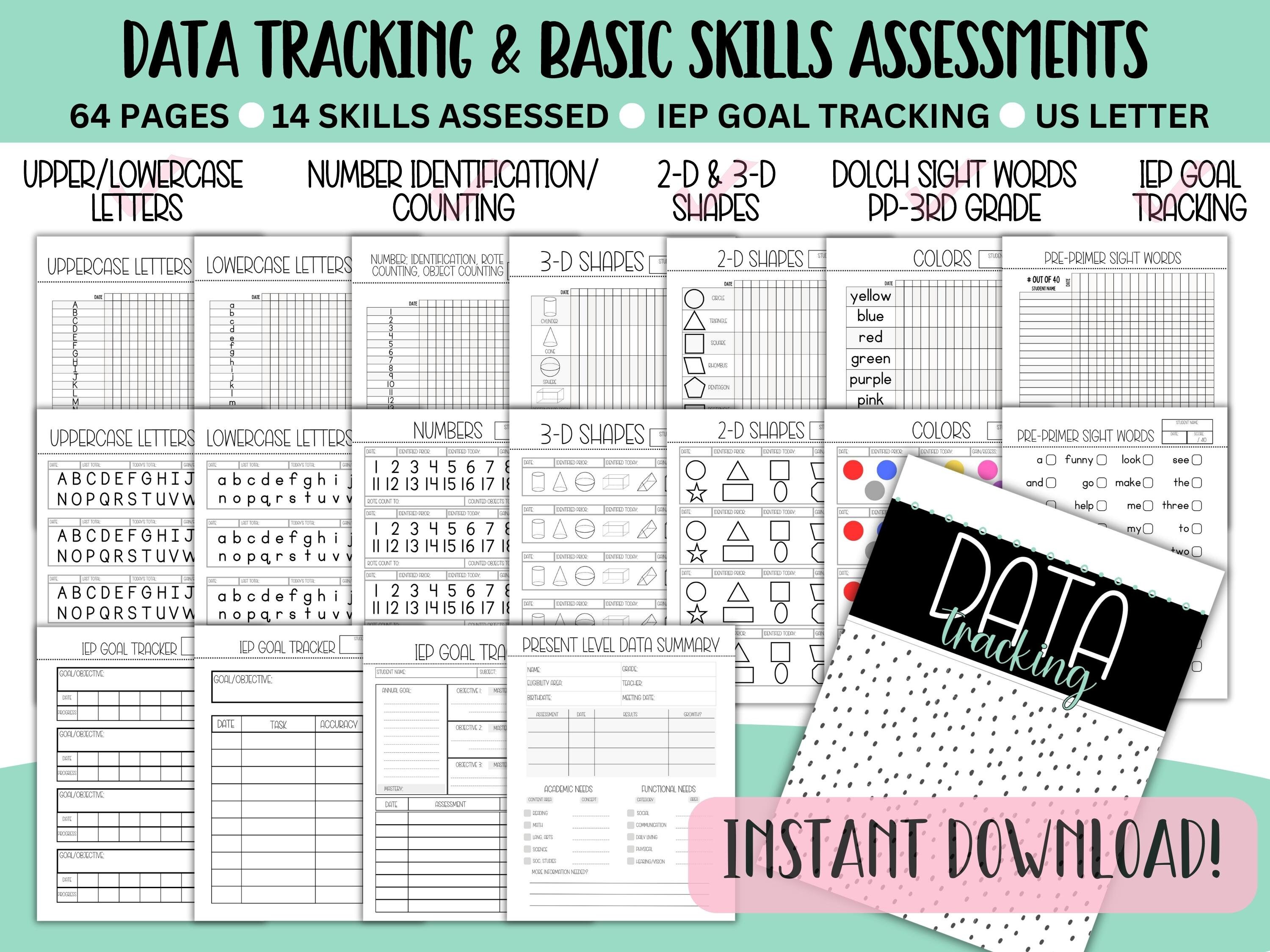 Student Data Tracker Basic Skills Assessment IEP Goal - Etsy