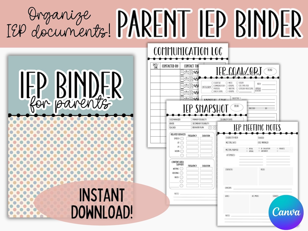 Editable Parent IEP Binder Printable IEP Meeting Tracker - Etsy Australia