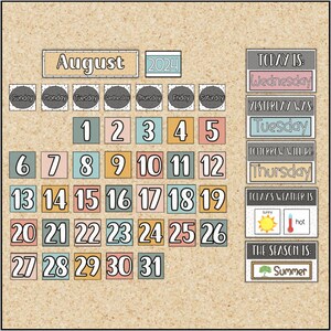 Printable Neutral Classroom Calendar, Boho Calendar Set, Classroom Boho ...