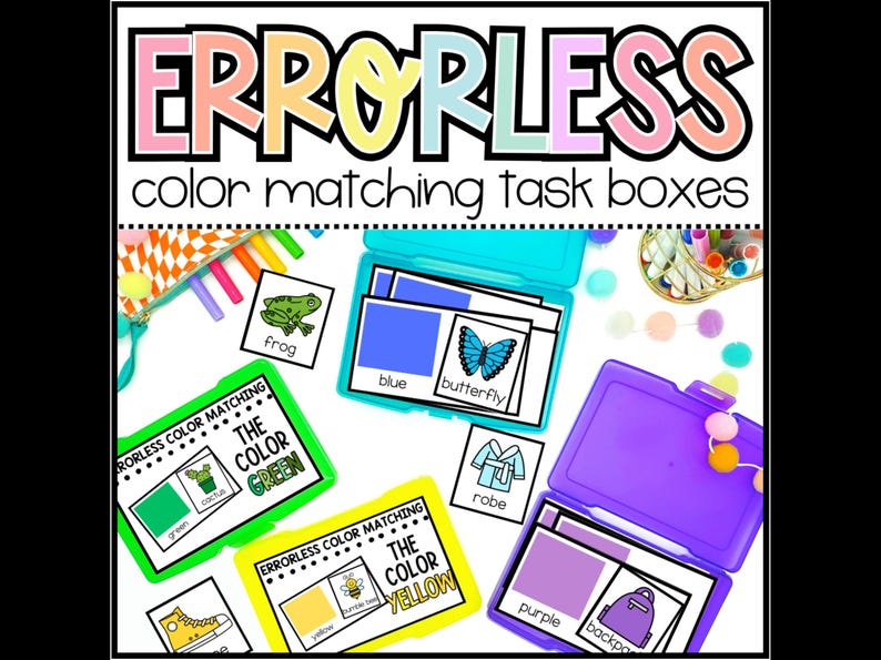 Errorless Color Matching Task Boxes, Special Education Errorless ...