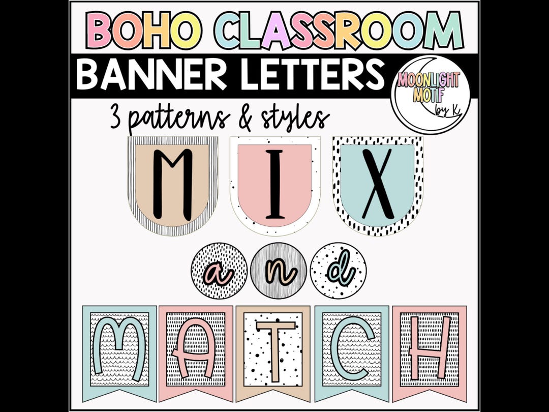 Boho Classroom Banner Letters, Boho Classroom Decor, Bulletin Board ...