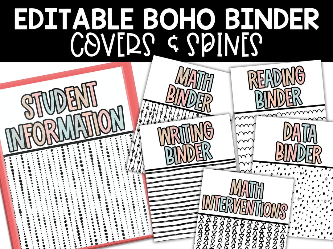 Editable Boho Binder Covers and Spines, Teacher Binder Covers ...
