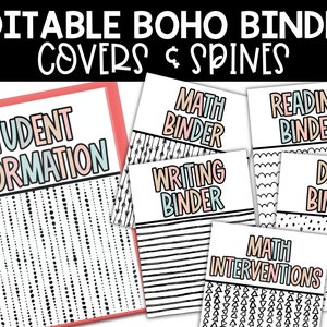 Editable Boho Binder Covers and Spines, Teacher Binder Covers ...