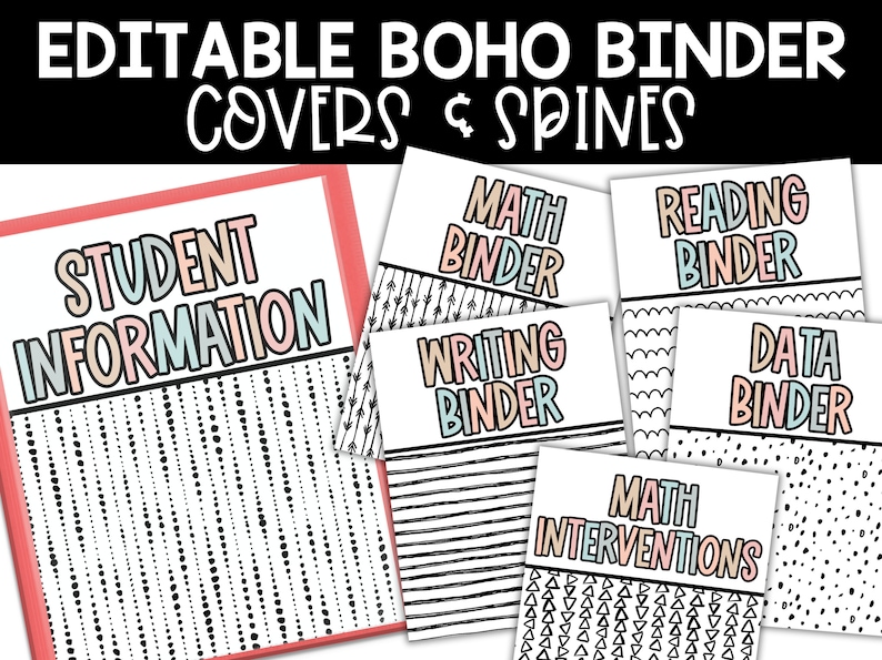Editable Boho Binder Covers and Spines, Teacher Binder Covers ...