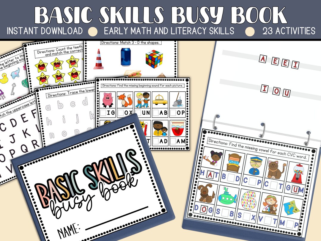 Basic Skills Busy Binder Printable Kindergarten Busy Book - Etsy