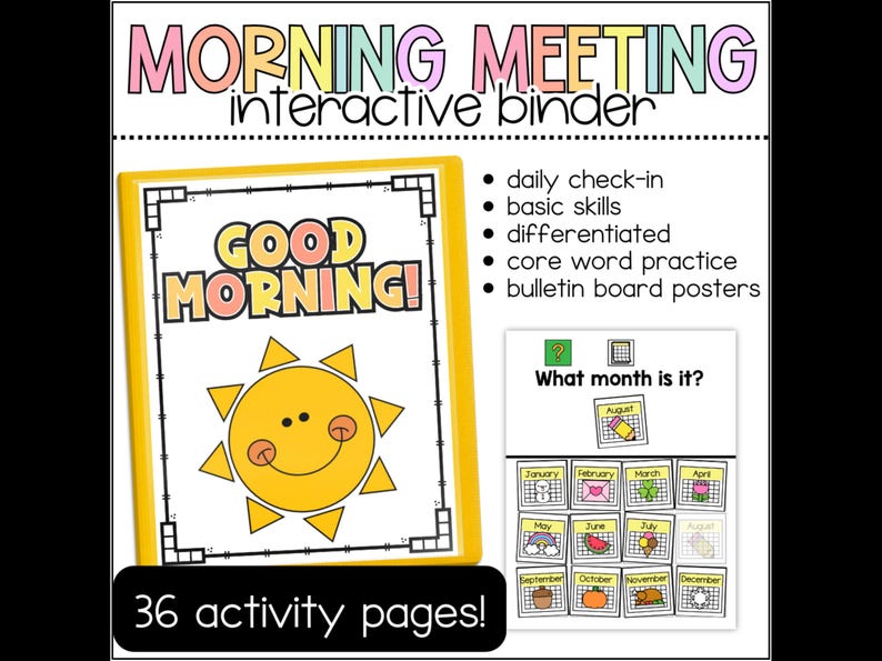 Morning Warm-up Binder, Morning Meeting Binder, Special Education ...