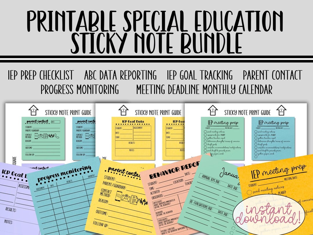 Printable Special Education Sticky Notes IEP Meeting Prep - Etsy