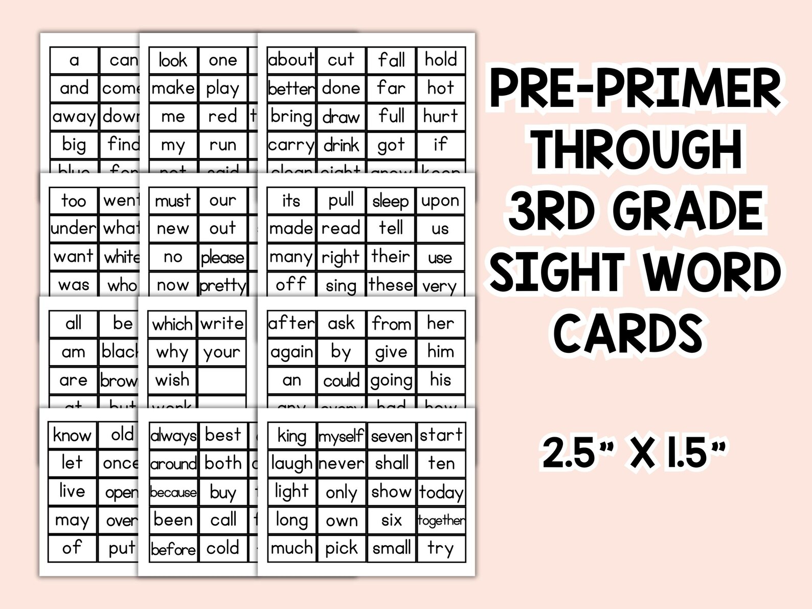 Retro Sight Word Wall Printable, Pre-primer Through 3rd Grade Sight ...