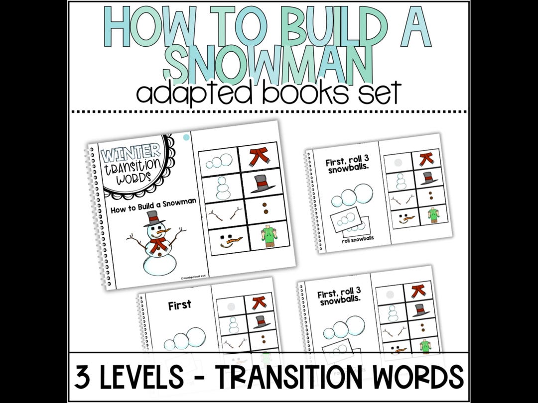 Winter Transition Words Adapted Books, How to Build a Snowman ...