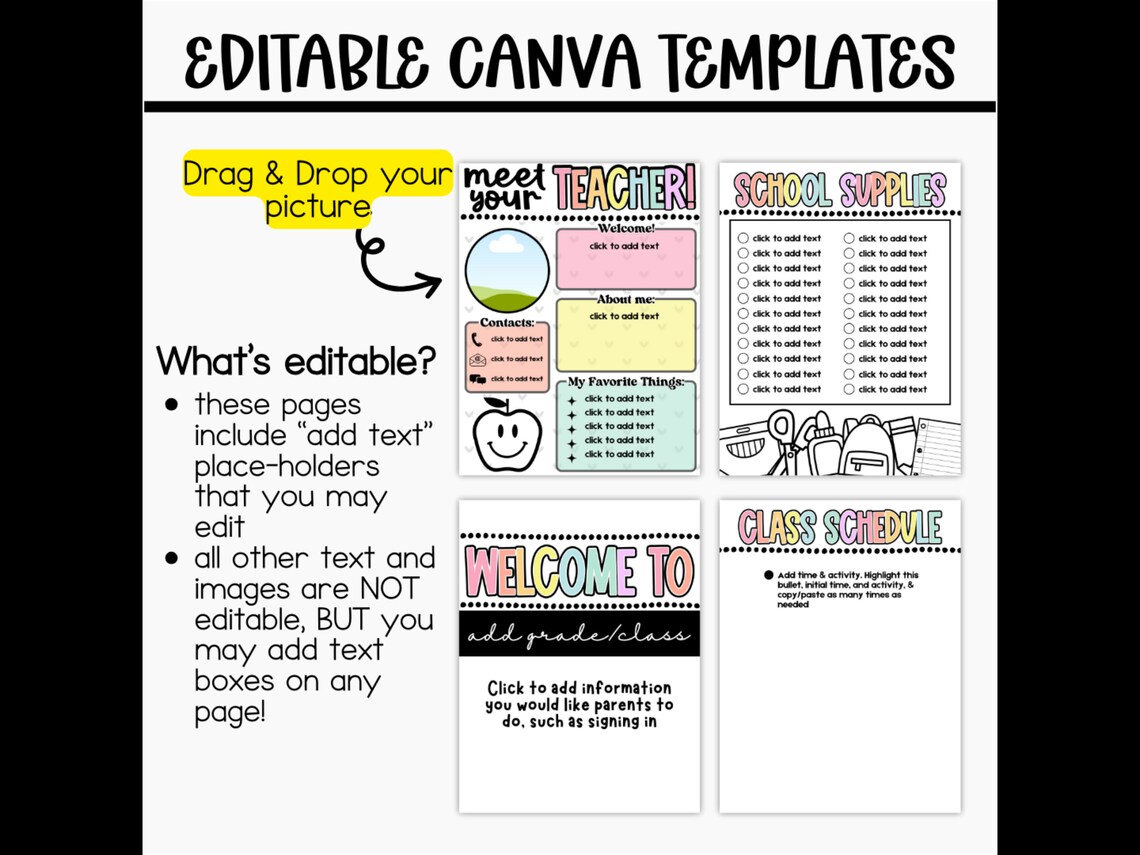 Editable Meet the Teacher Templates, Back to School Teacher Prep, Open ...