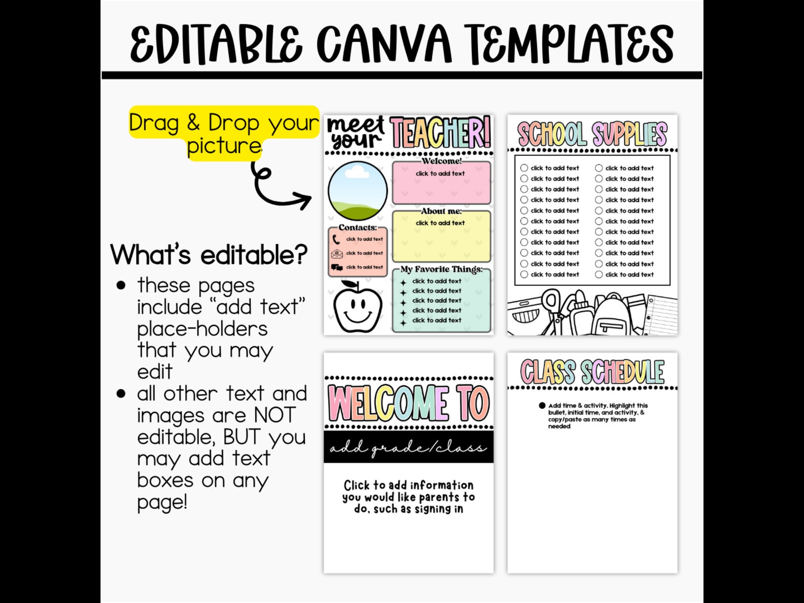 Editable Meet the Teacher Templates, Back to School Teacher Prep, Open ...