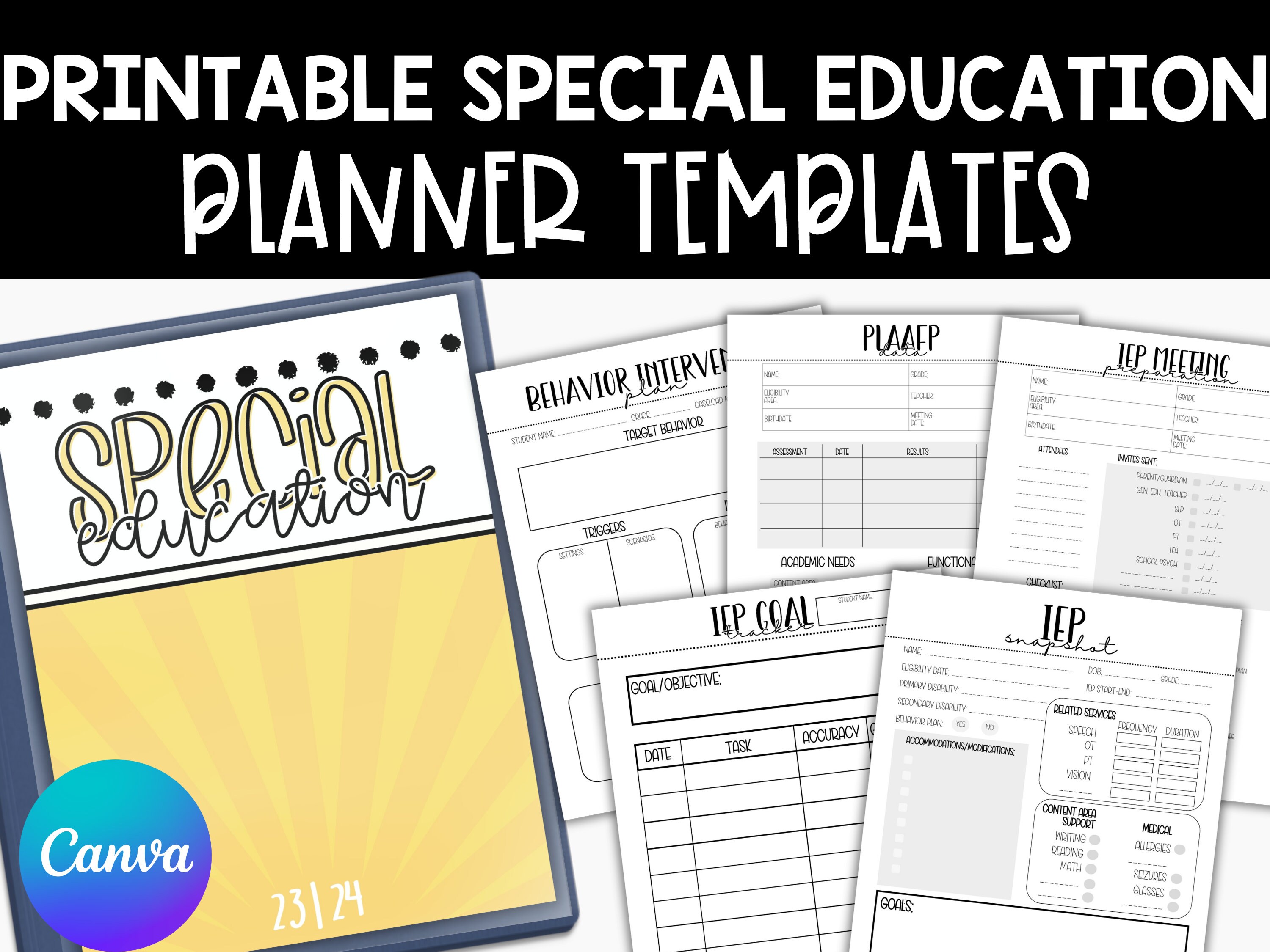 Printable Special Education Caseload Templates, IEP Goal Planning ...