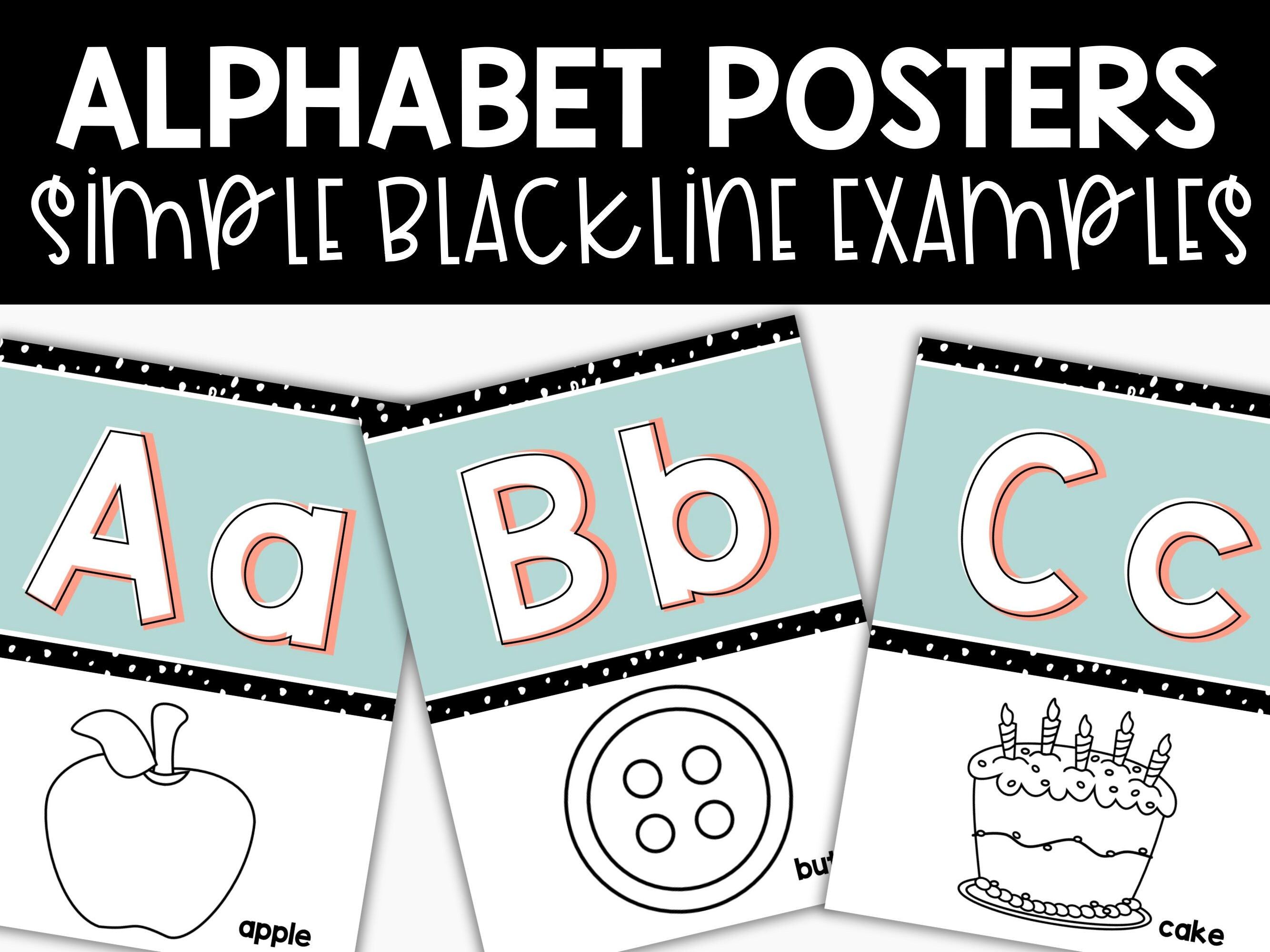 Printable Classroom Decor, Retro Alphabet Posters, Simple Examples ...