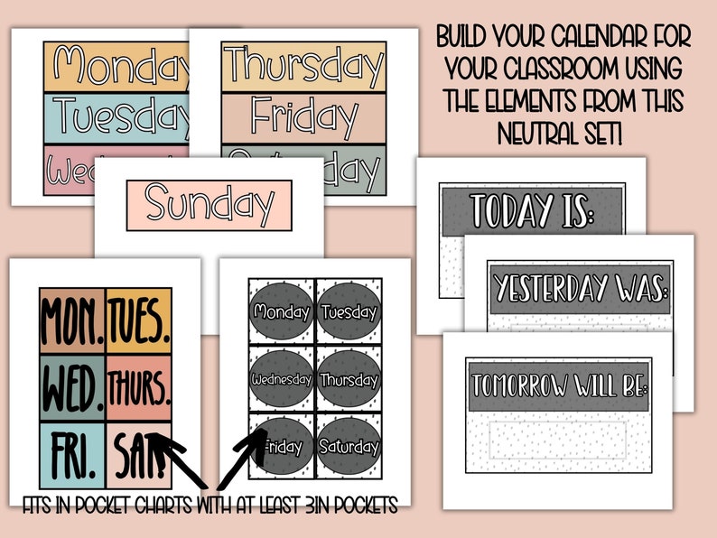 Printable Neutral Classroom Calendar, Boho Calendar Set, Classroom Boho ...