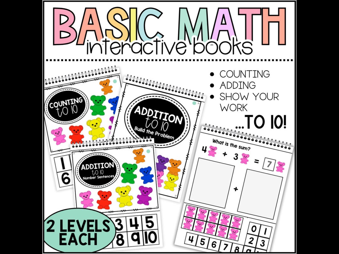 Basic Math Skills Interactive Books, Counting to 10, Addition to 10 ...