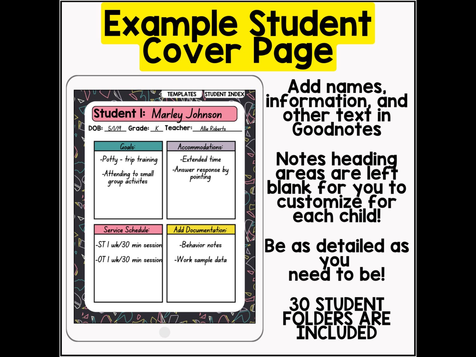 Digital Special Education Notebook, Student Data Tracking Portfolio ...