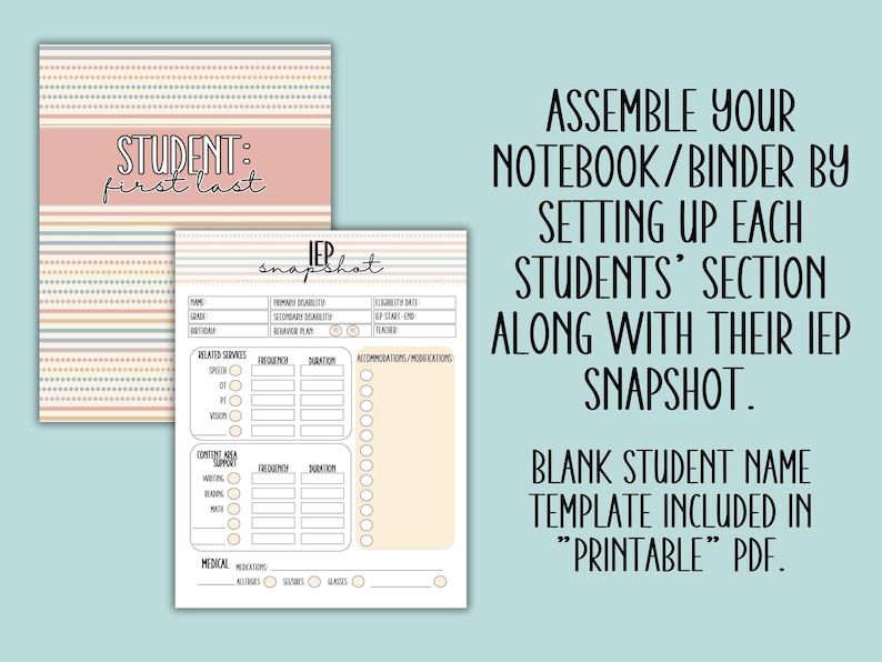 IEP Goal Tracking Binder, Editable Iep Goal Tracking Templates ...