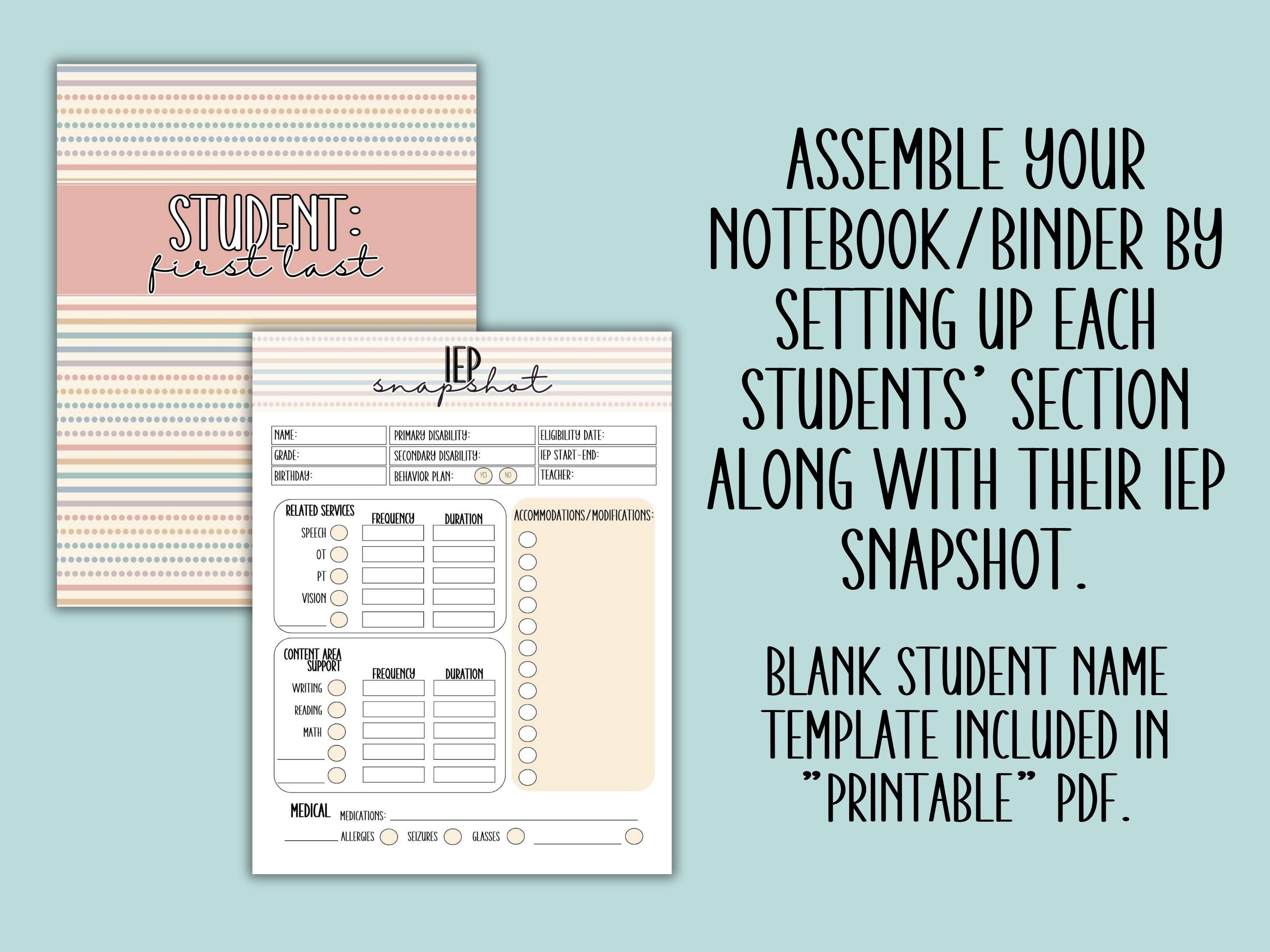 IEP Goal Tracking Binder, Editable Iep Goal Tracking Templates ...