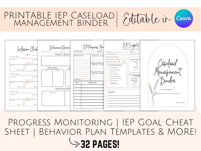 Editable Special Education Caseload Templates Canva - Etsy