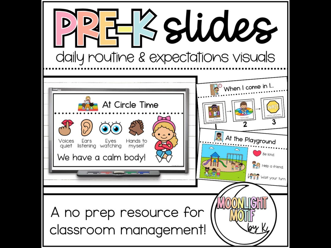 Prek Routines and Expectations Slides, Visual Rules for Prek, Visual ...