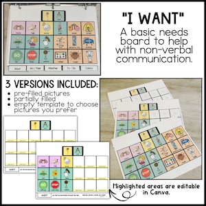 Visual Communication Book for Non-verbal, Choice Board Binder, Visual ...