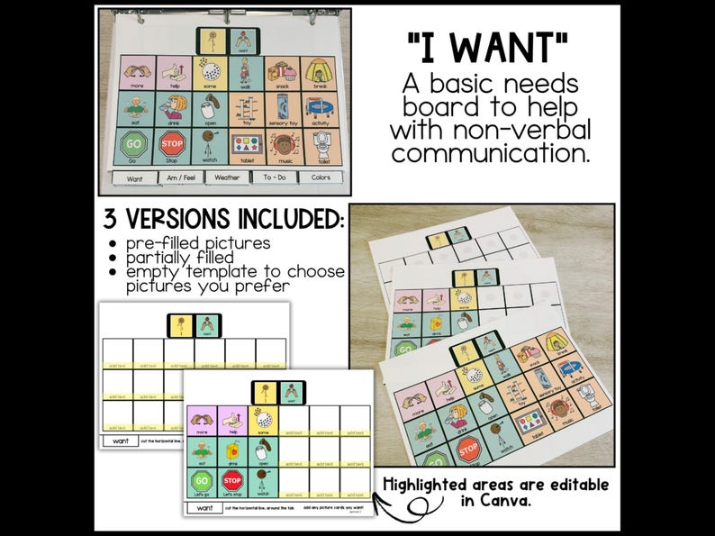 Visual Communication Book for Non-verbal, Choice Board Binder, Visual ...