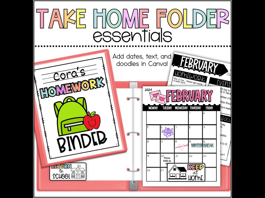 Editable Take Home Folder Canva Templates, Student Homework Folder ...