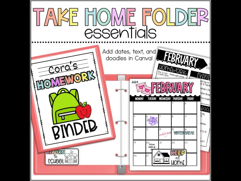 Editable Take Home Folder Canva Templates, Student Homework Folder ...
