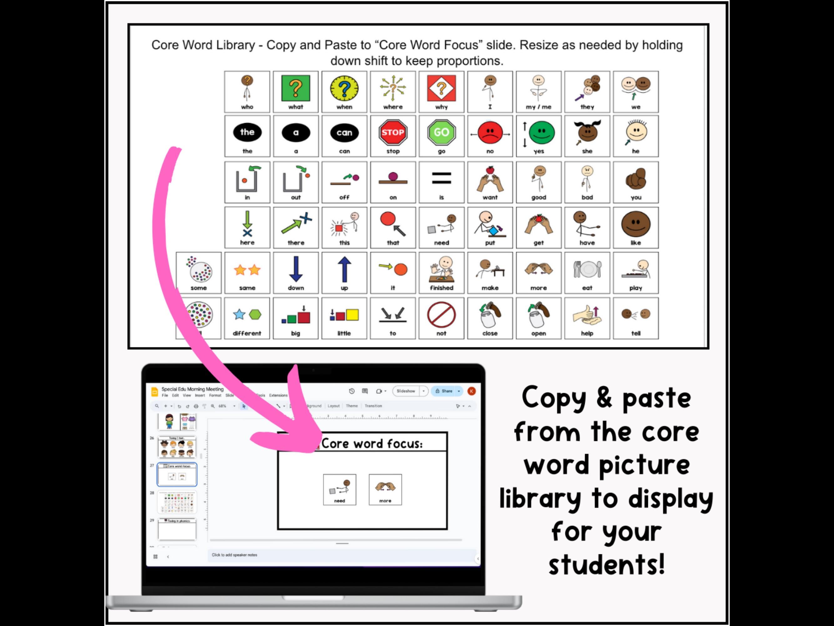 Special Education Morning Meeting Slides, Digital Visual Schedule, Core ...