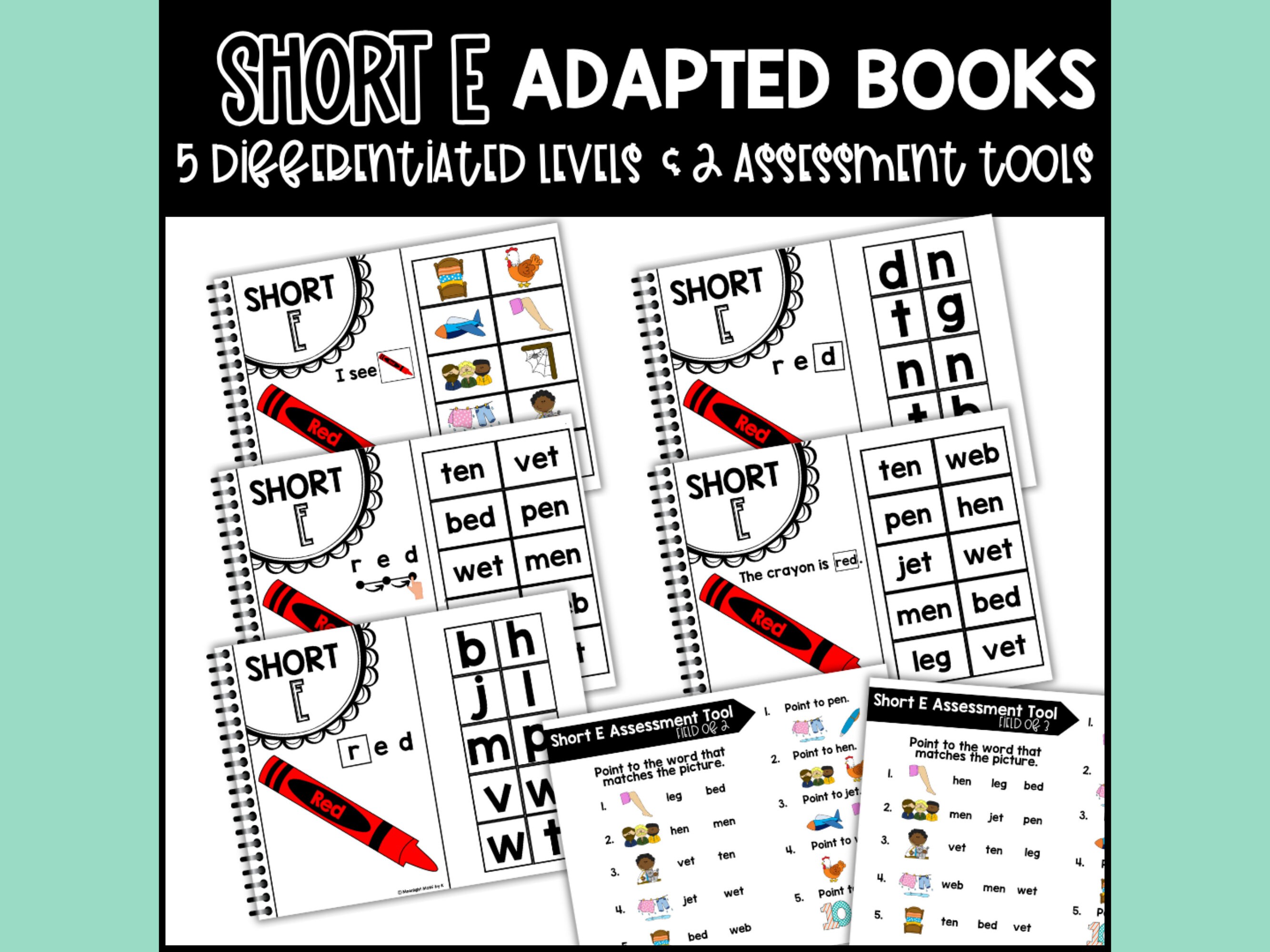Short E Adapted Books CVC Adapted Books Special Education - Etsy