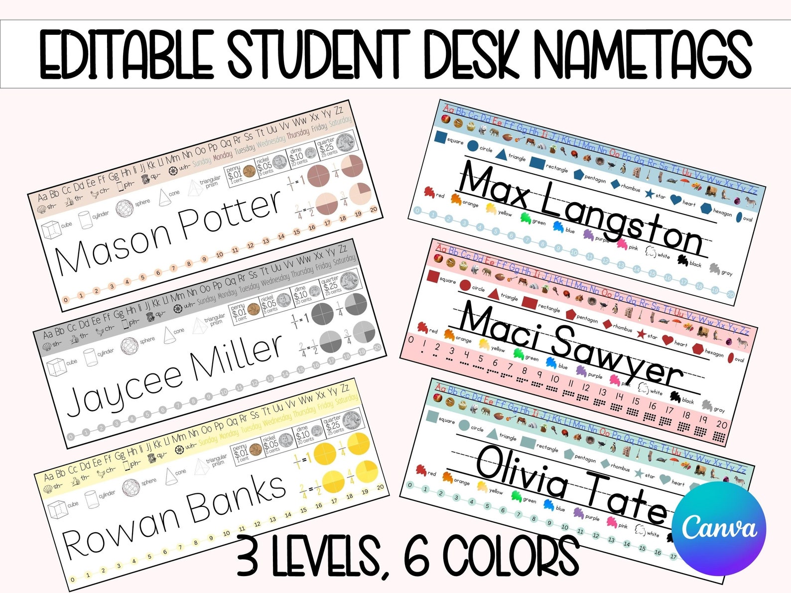 Editable Student Name Tags, Printable Student Name Tags, Basic Skills ...
