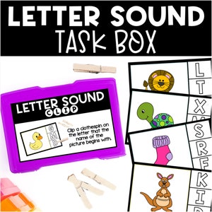 Letter Sound Task Boxes, Alphabet Activities, Prek and Kindergarten ...