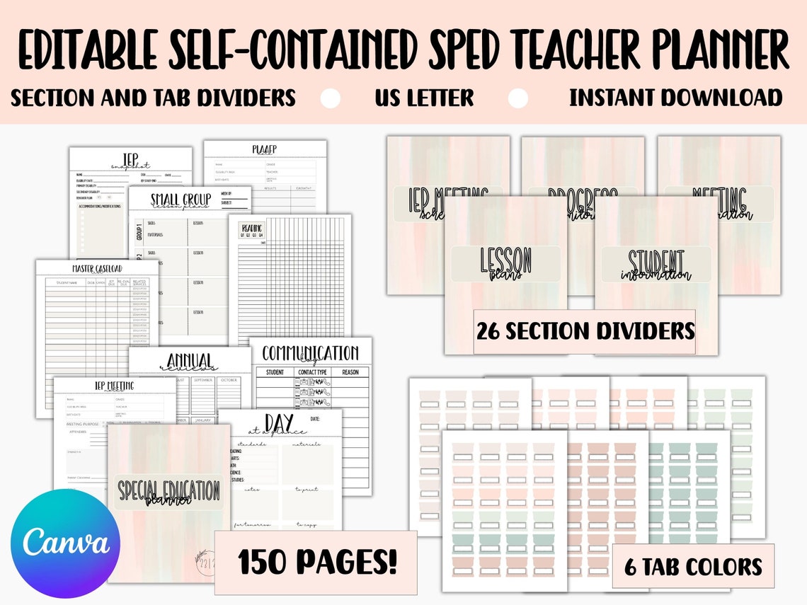 Editable Self Contained Special Education Planner Printable - Etsy
