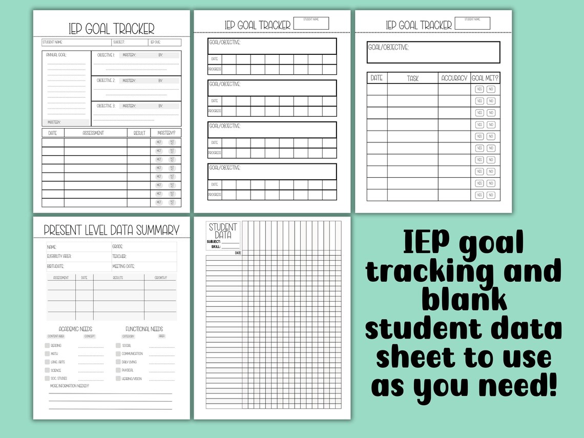 Student Data Tracker, Basic Skills Assessment, IEP Goal Tracker, Basic ...