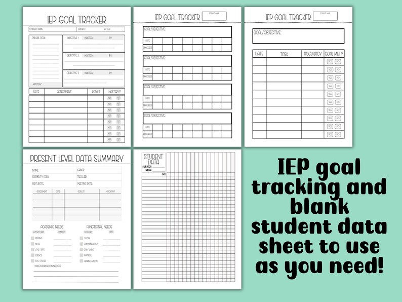 Student Data Tracker, Basic Skills Assessment, IEP Goal Tracker, Basic ...